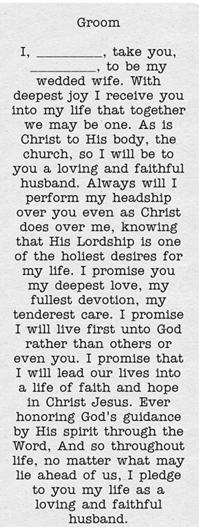 Christian Wedding Vows Examples For Groom And Bride